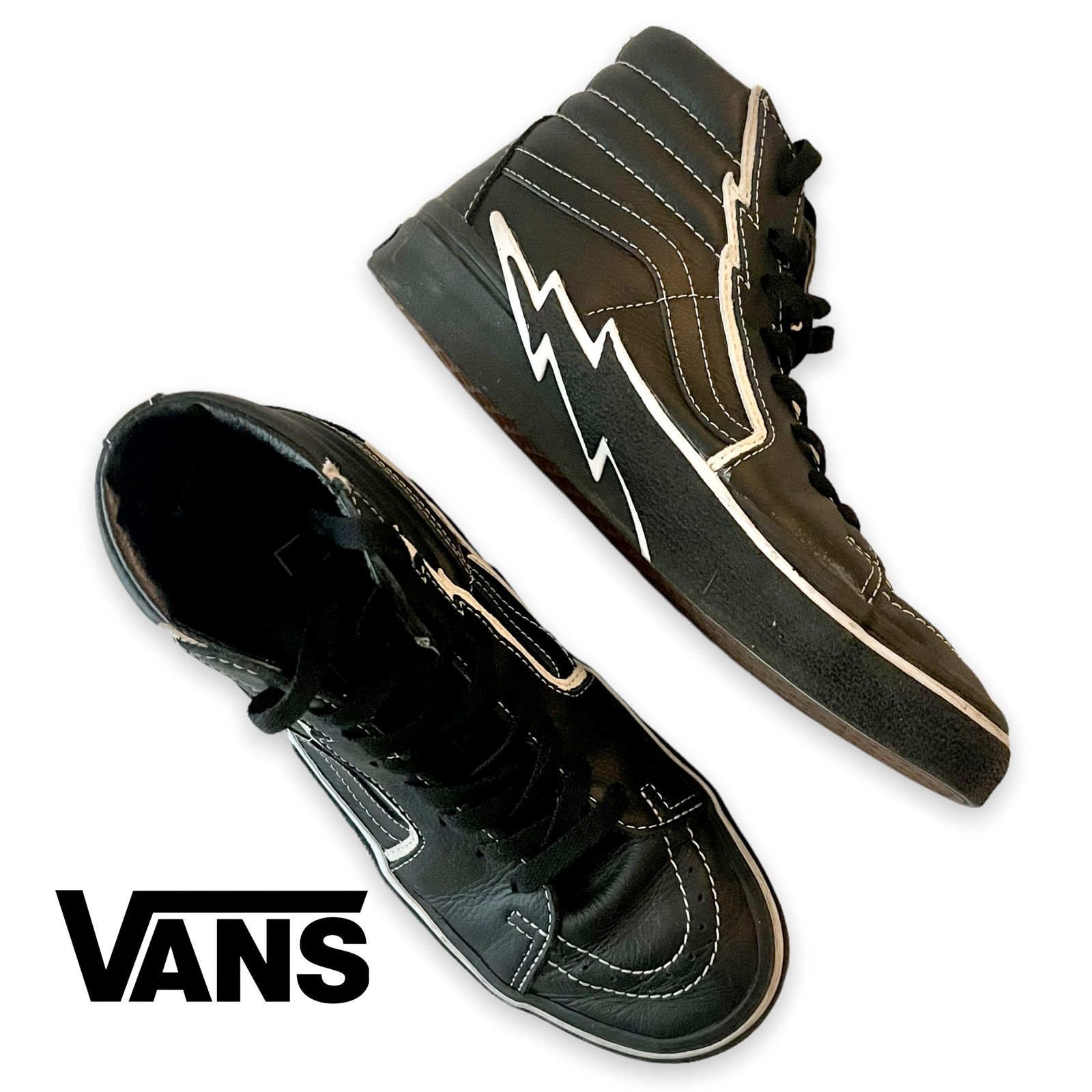 Vans Vans Sk8 Hi Lightning Bolt Sneakers Hi Tops Black Shoes | Grailed