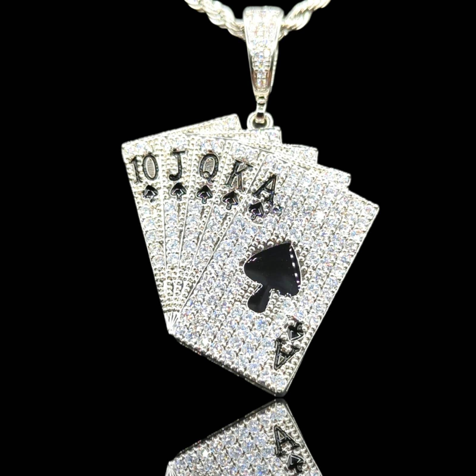 Custom 20"Rope Chain - 14K White Gold Finish Spades Cards. | Grailed