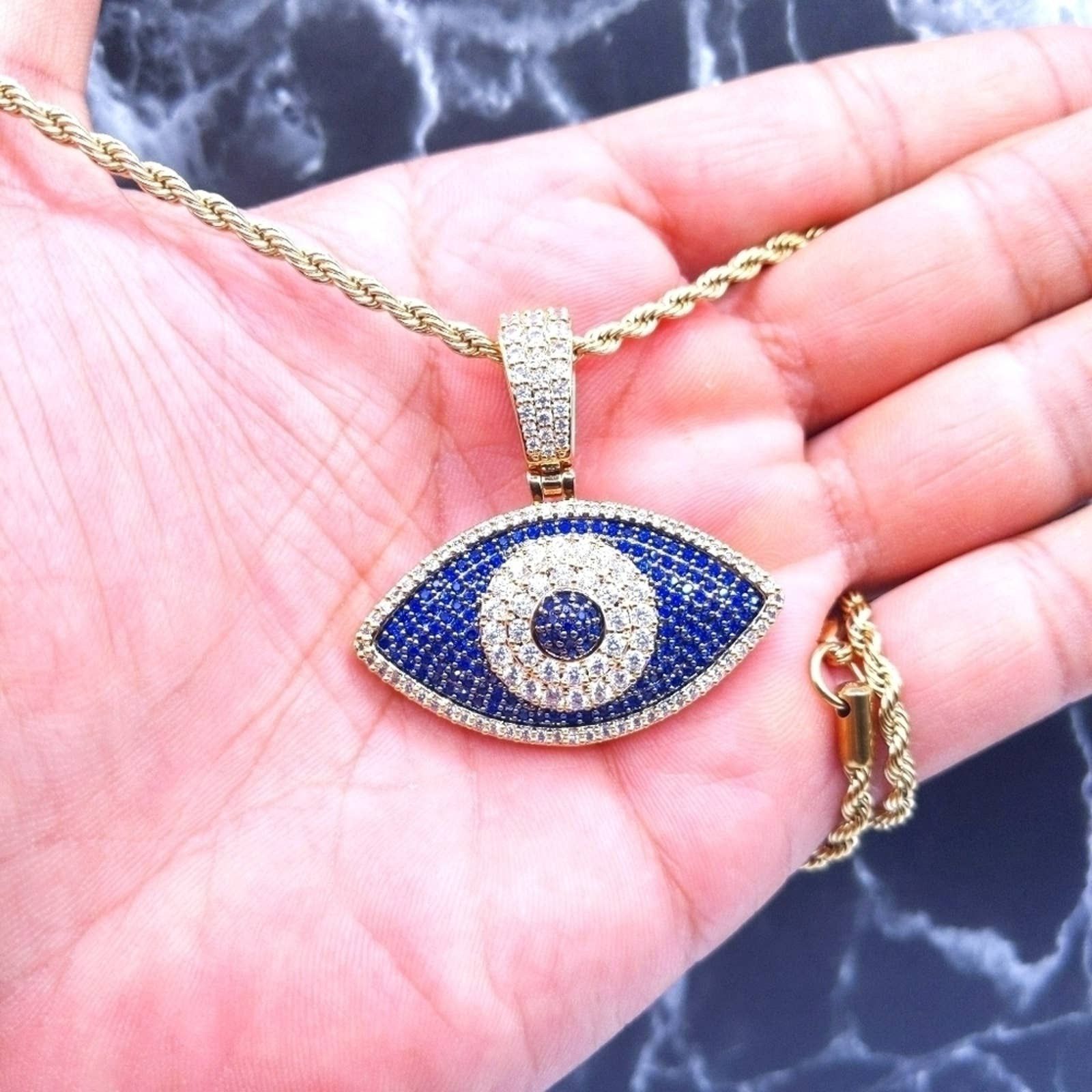 Custom 20"Rope Chain - Gold Finish Evil Eye | Grailed