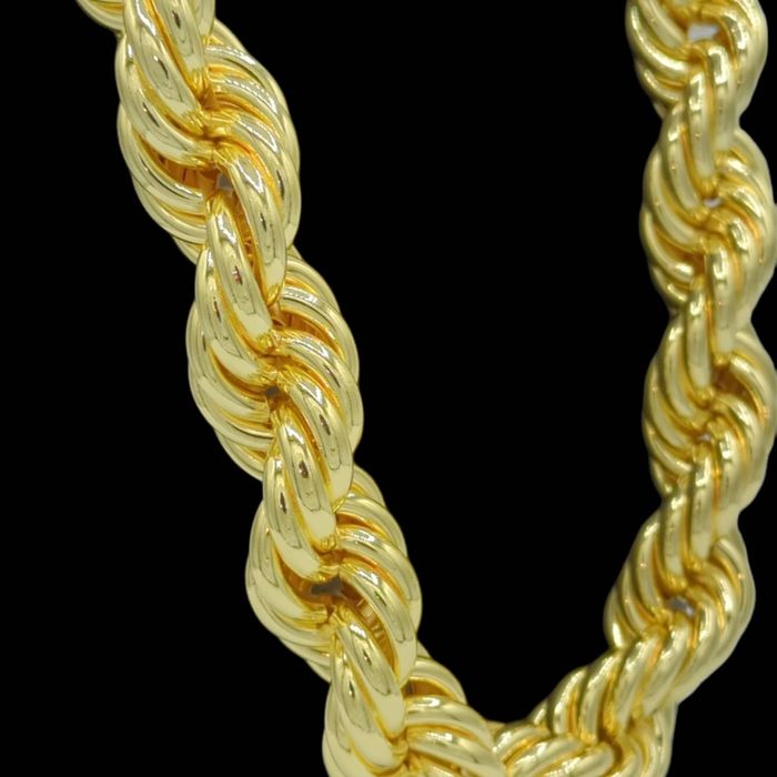 Custom 30" x 30mm Huge Hollow 14K Yellow Gold Plated Rope Chain. | Grailed