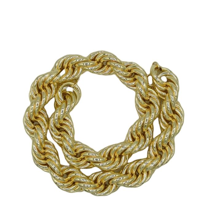 Custom 30" x 30mm Huge Hollow 14K Yellow Gold Plated Rope Chain. | Grailed