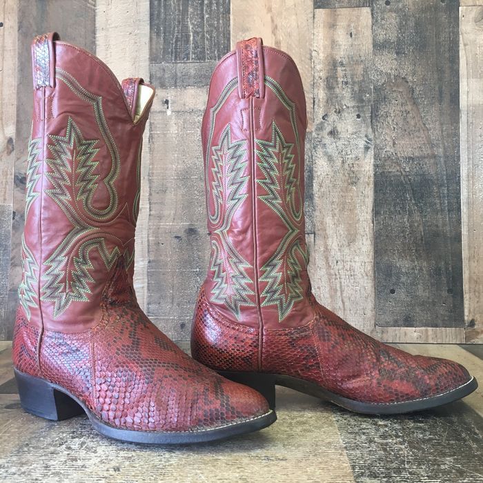 Larry Mahan Texas Larry Mahan Vtg Snakeskin Cowboy Boots Mens 8.5 D ...