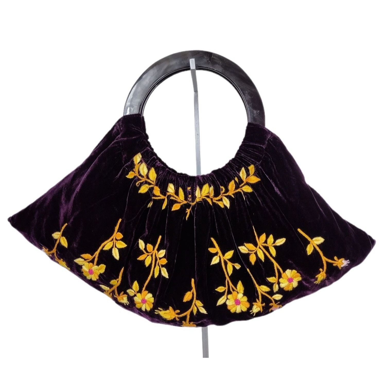Vintage Vintage Shiraleah Royal Purple Floral Embroidered Faux Torto ...