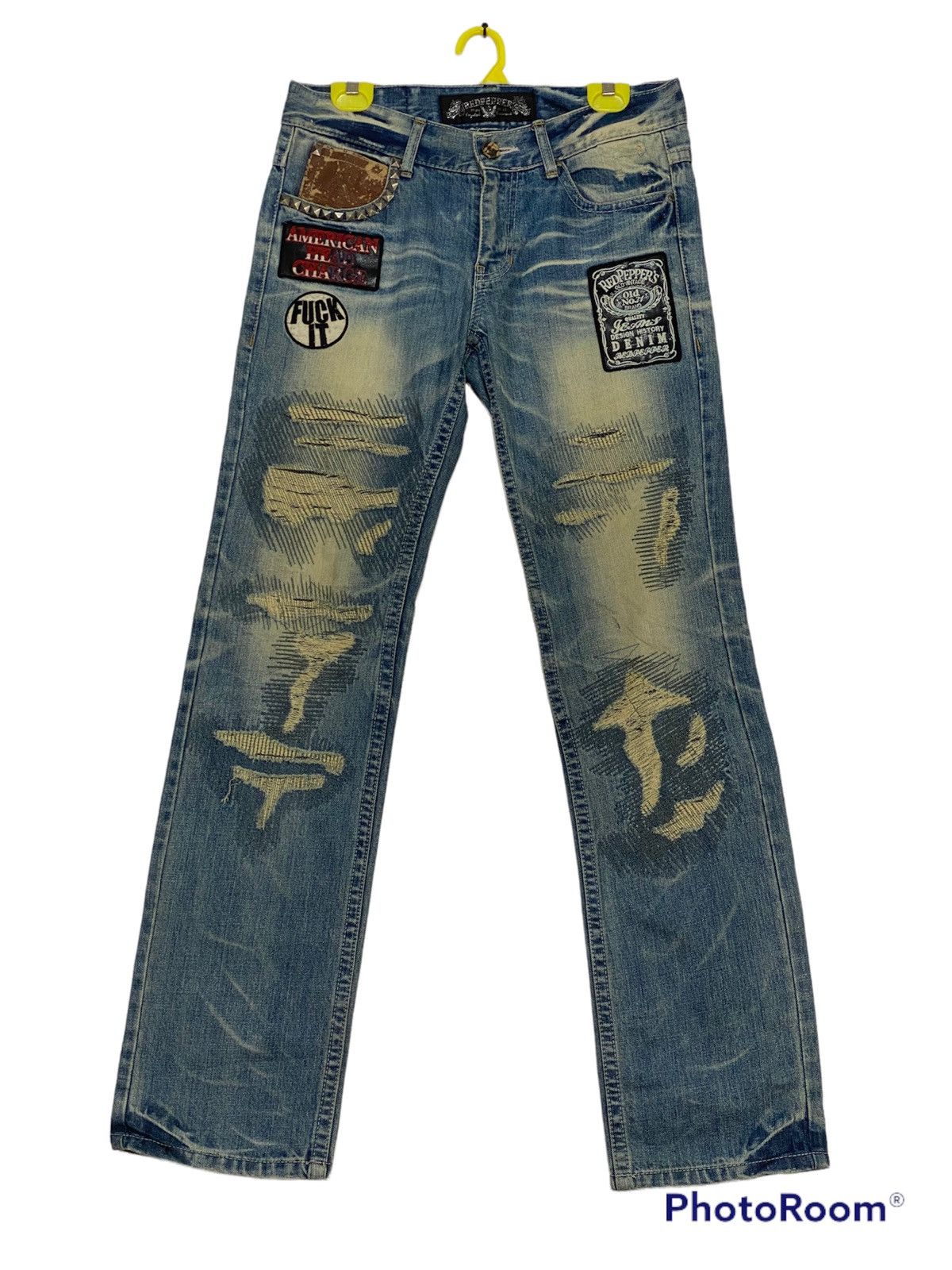 Distressed Denim × Japanese Brand × Vintage Japan Brand Red Pappier ...
