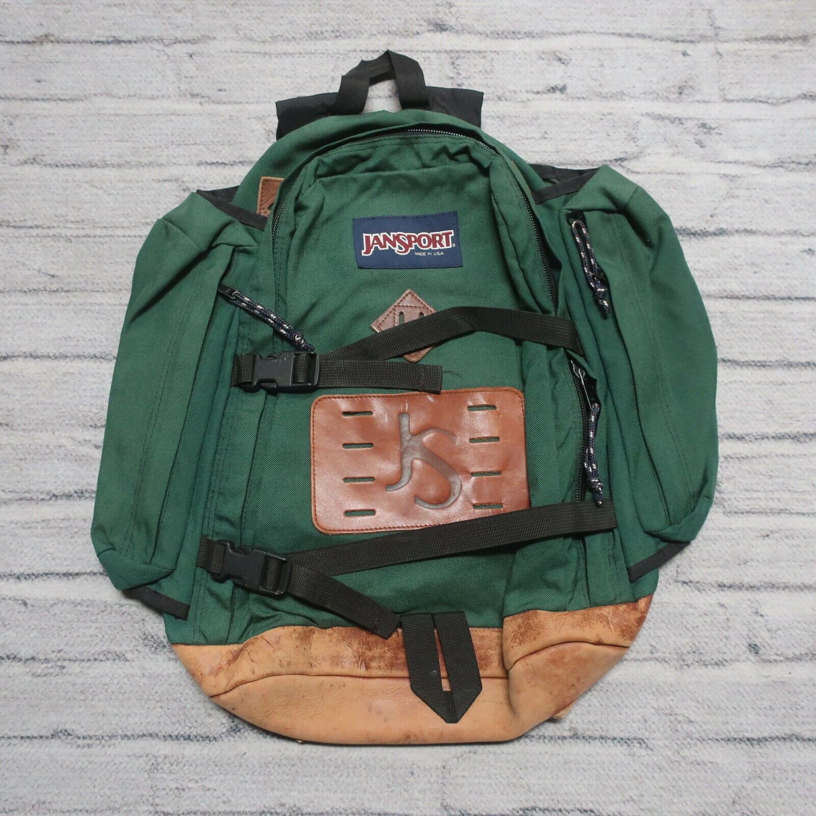Jansport Vintage 90s Jansport Leather Backpack Day Pack Made in USA ...