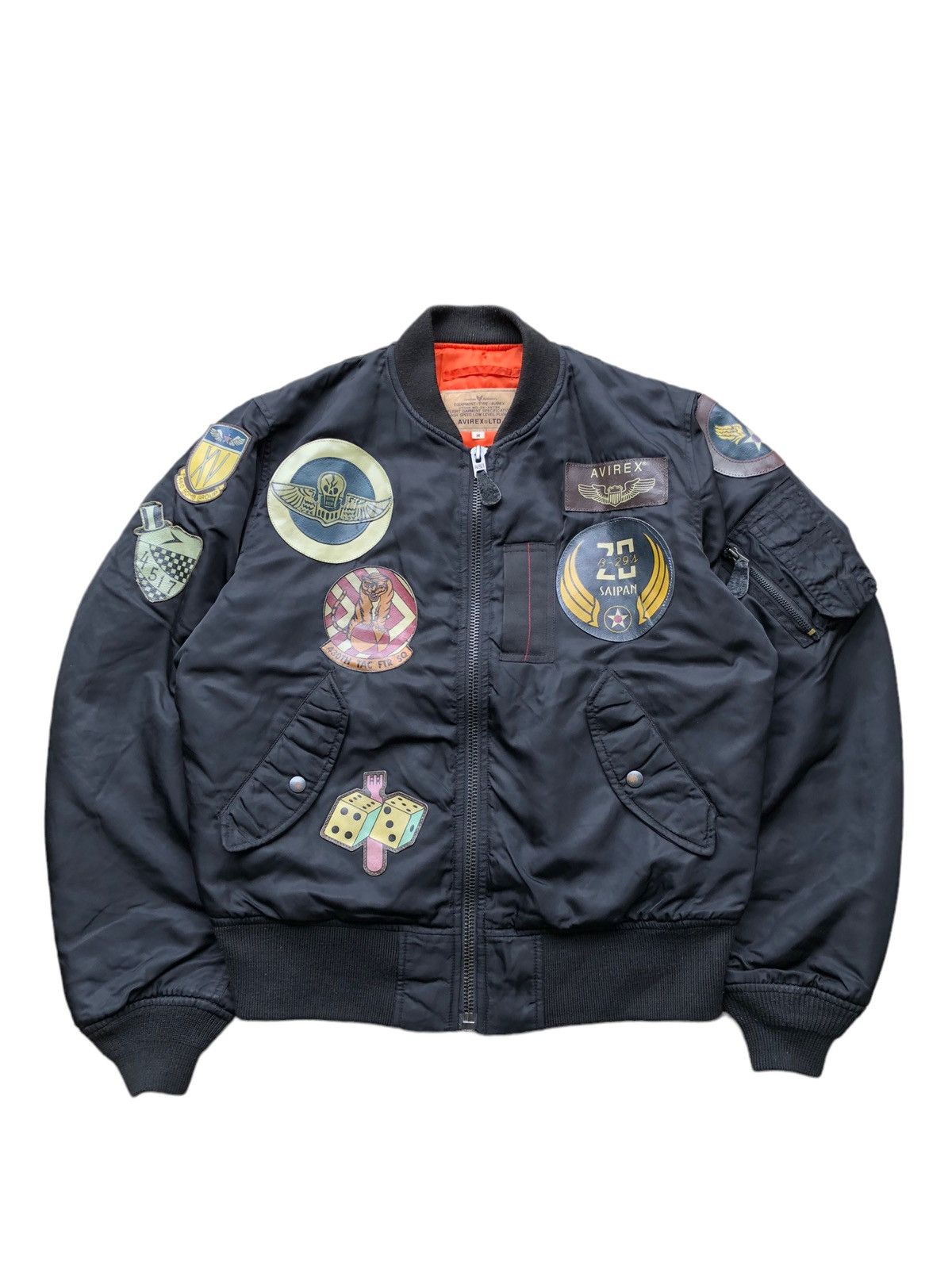 Avirex × Bomber Jacket 🔥RARE RIOT RIOT RIOT AVIREX PATCHES BOMBER ...