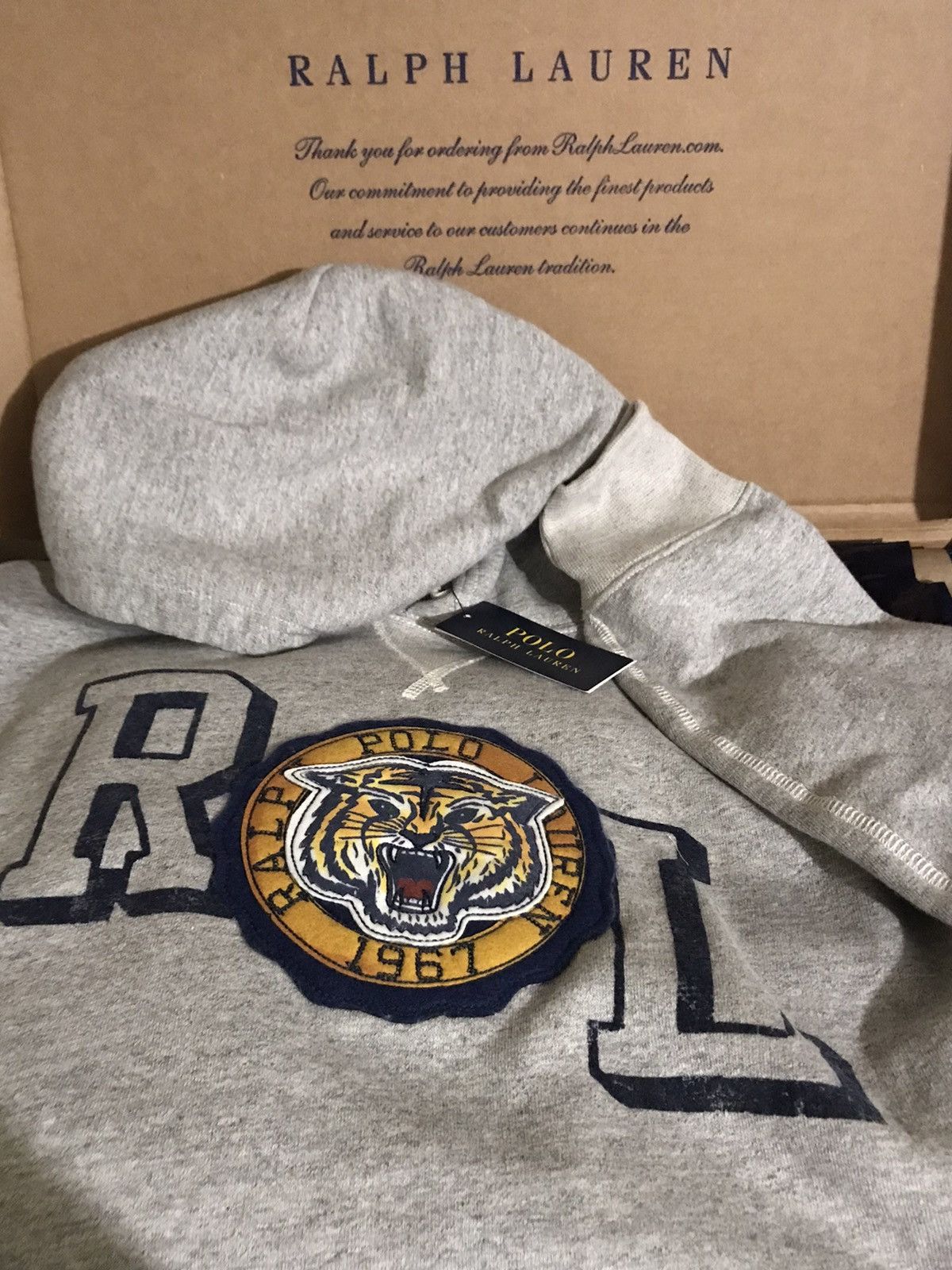 Polo Ralph Lauren Polo Ralph Lauren Grey RL Tigers Hoodie Sweatshirt ...