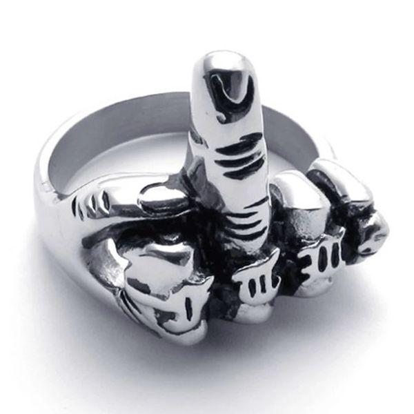 Vintage Fuck Off Middle Finger Ring Silver Punk Rock Jewelry Rings ...