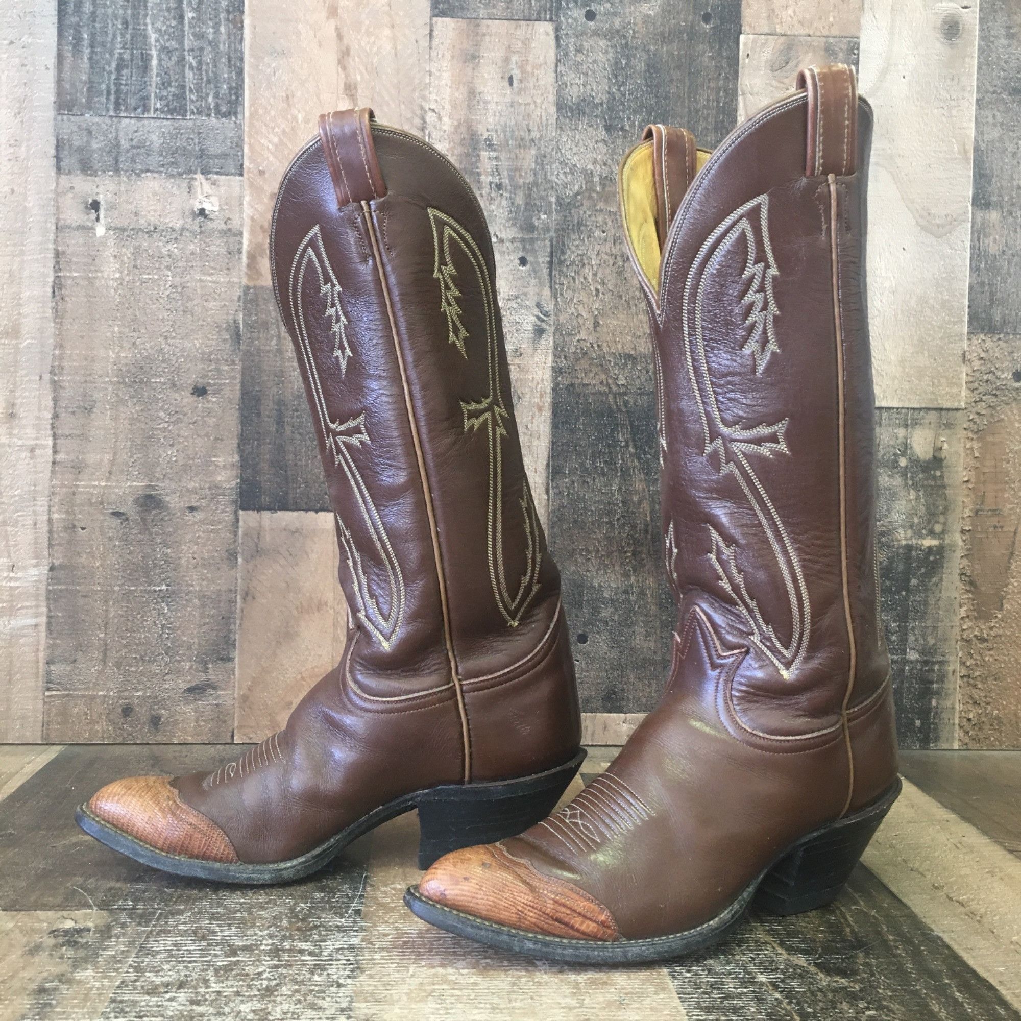 Tony Lama Tony Lama Vtg Gold Label Wingtip Cowboy Boots Womens 7 C ...