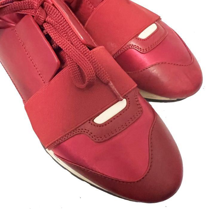 Balenciaga BALENCIAGA Race Runner Rouge Leather / Satin Sneakers | Grailed