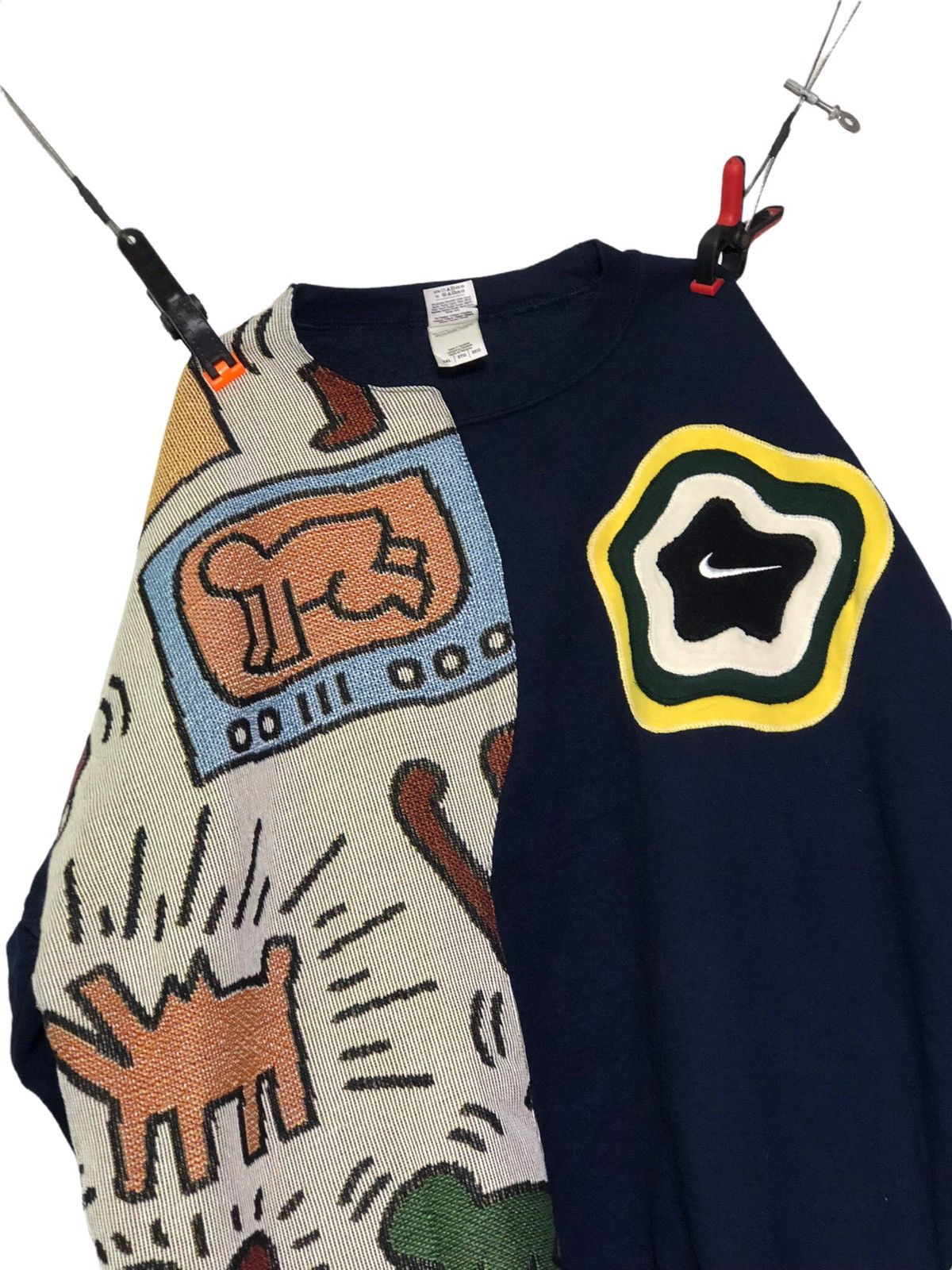 Nike 1/1 Nike mini swoosh Keith haring reworked sweatshirt | Grailed