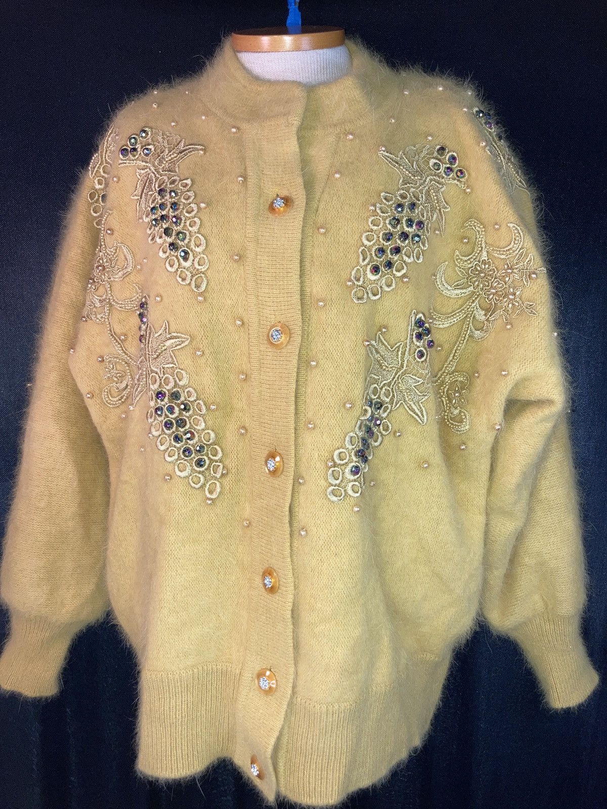 Vintage 80’s vintage Belldini L lined angora cardigan crystals | Grailed