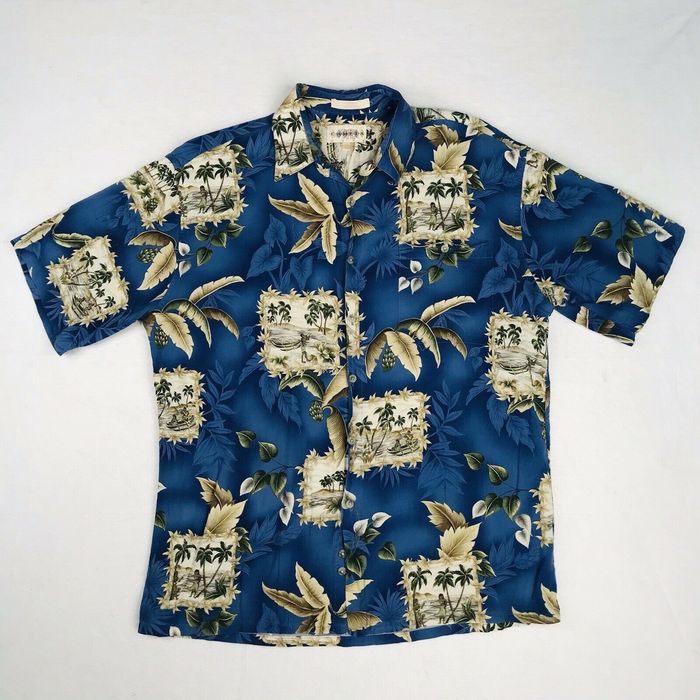 Campia Moda Campia Moda Button Up Shirt Large Hawaiian Palm Floral ...