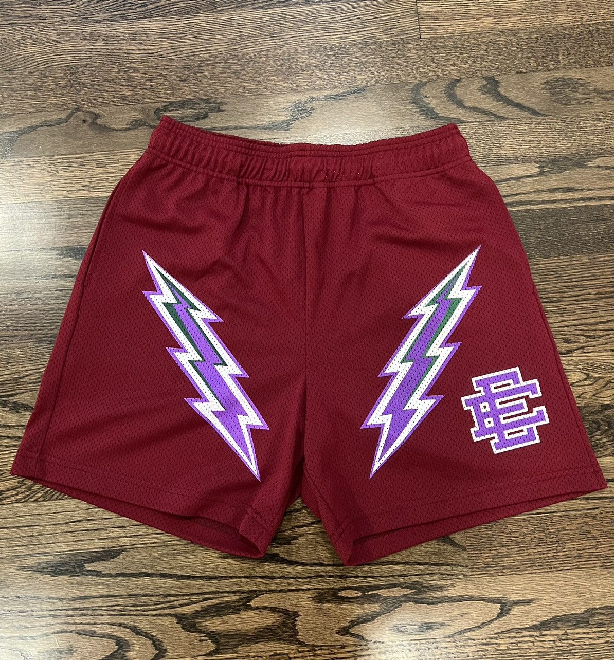 Eric Emanuel Eric Emanuel Lightning Mesh Shorts Red/Purple | Grailed