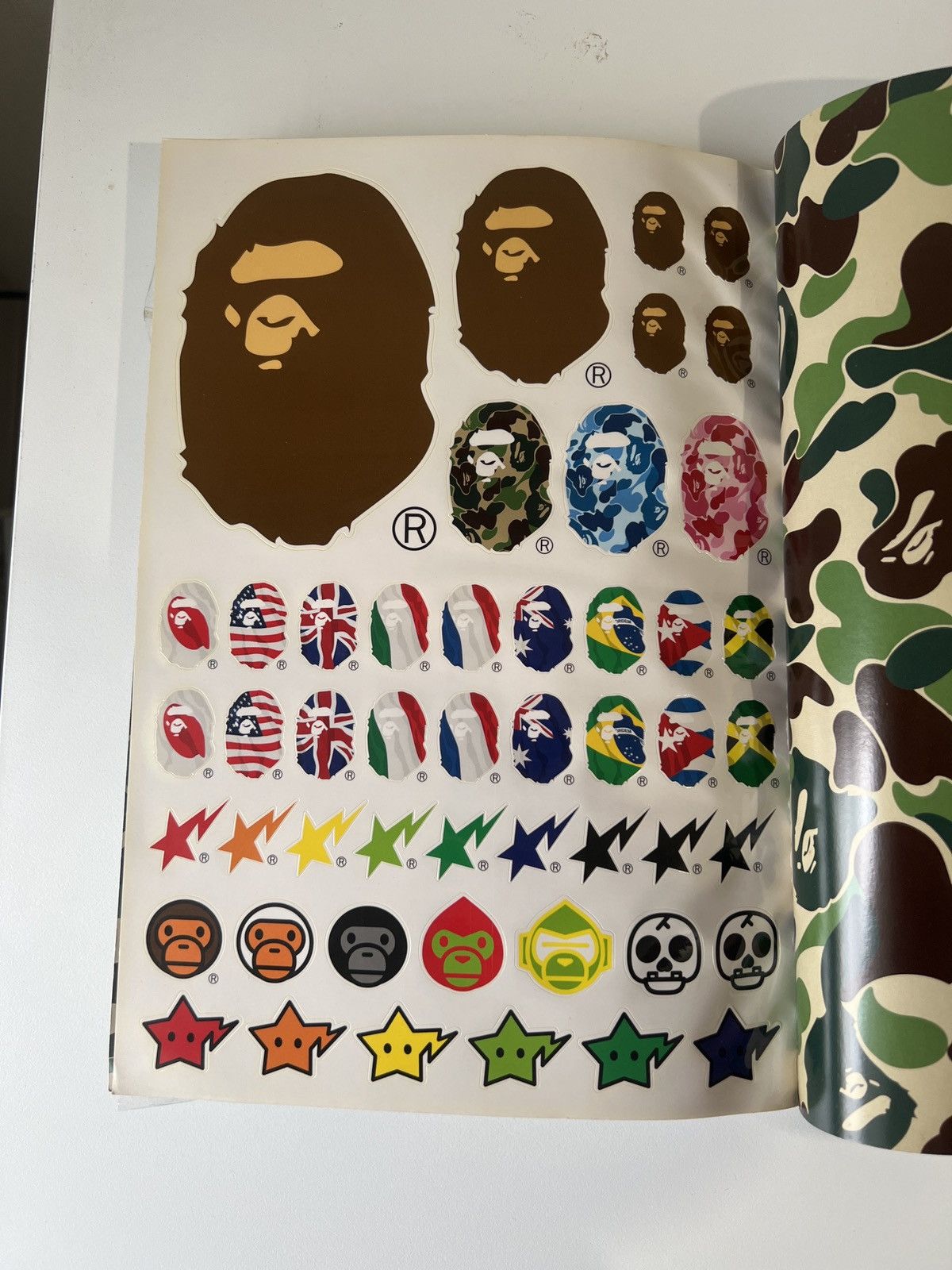 Bape × Nigo BAPE BAPESTAS & WORLD CUP Sticker Sheet Head Logo STA | Grailed