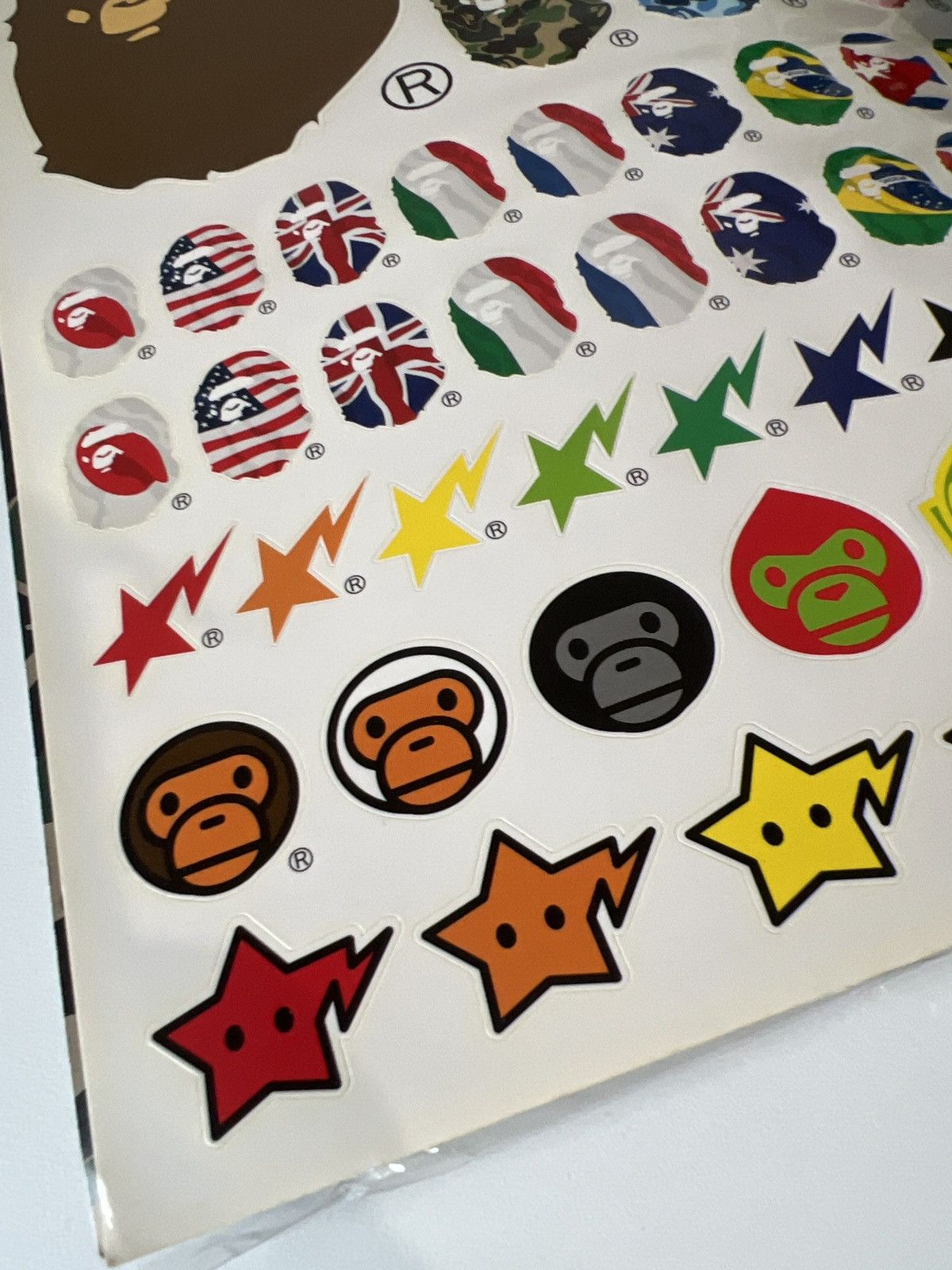 Bape × Nigo BAPE BAPESTAS & WORLD CUP Sticker Sheet Head Logo STA | Grailed
