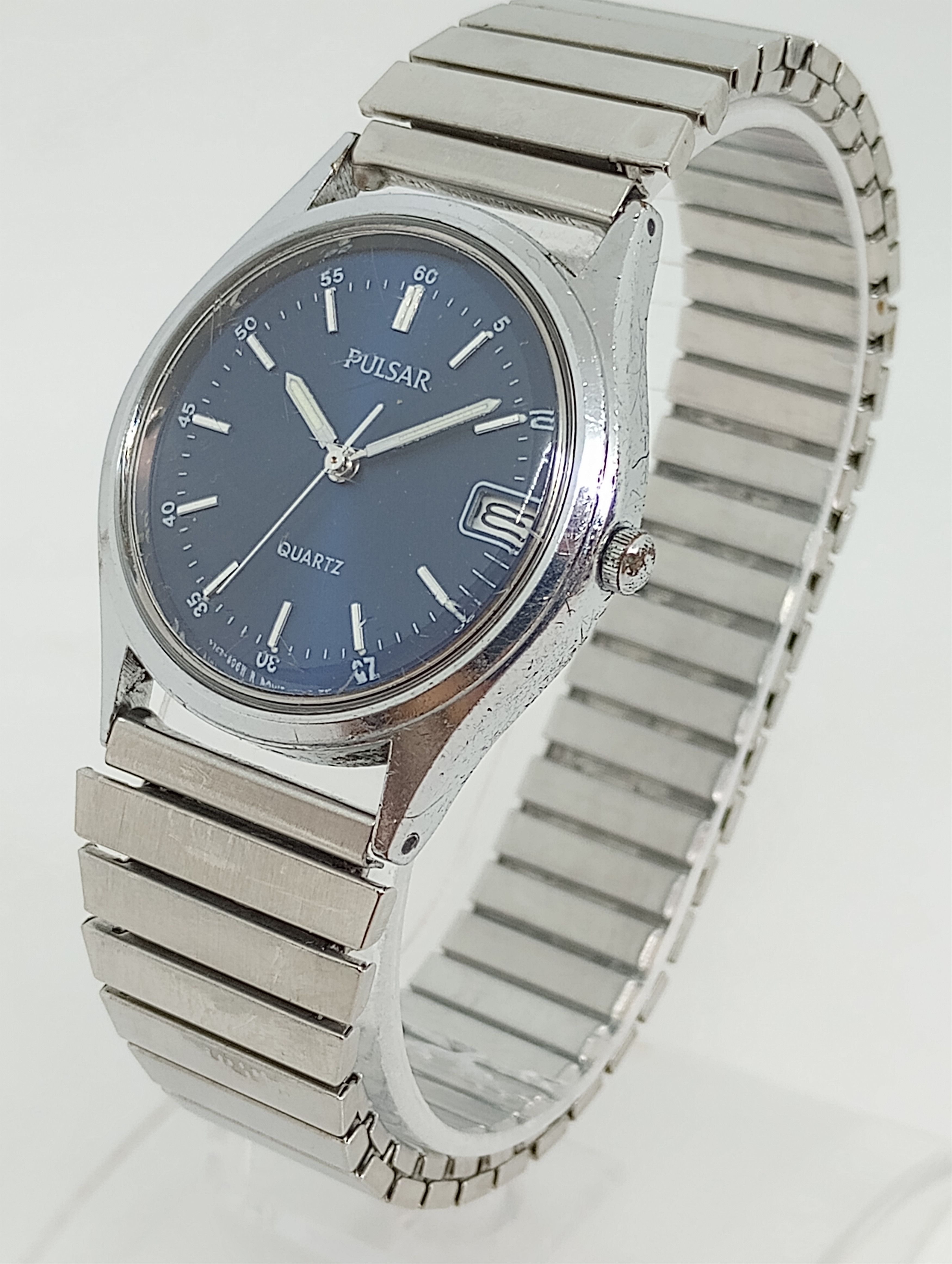 Pulsar Vintage Pulsar Y147-6009 33mm Blue Dial Silver Tone Watch | Grailed