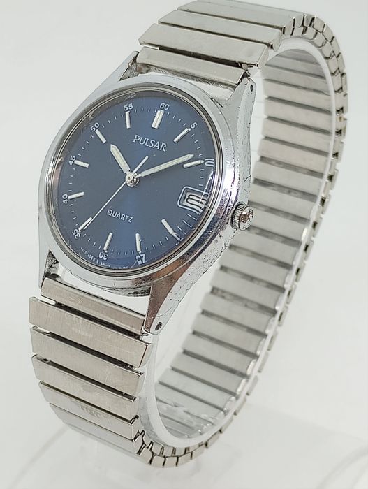 Pulsar Vintage Pulsar Y147-6009 33mm Blue Dial Silver Tone Watch | Grailed