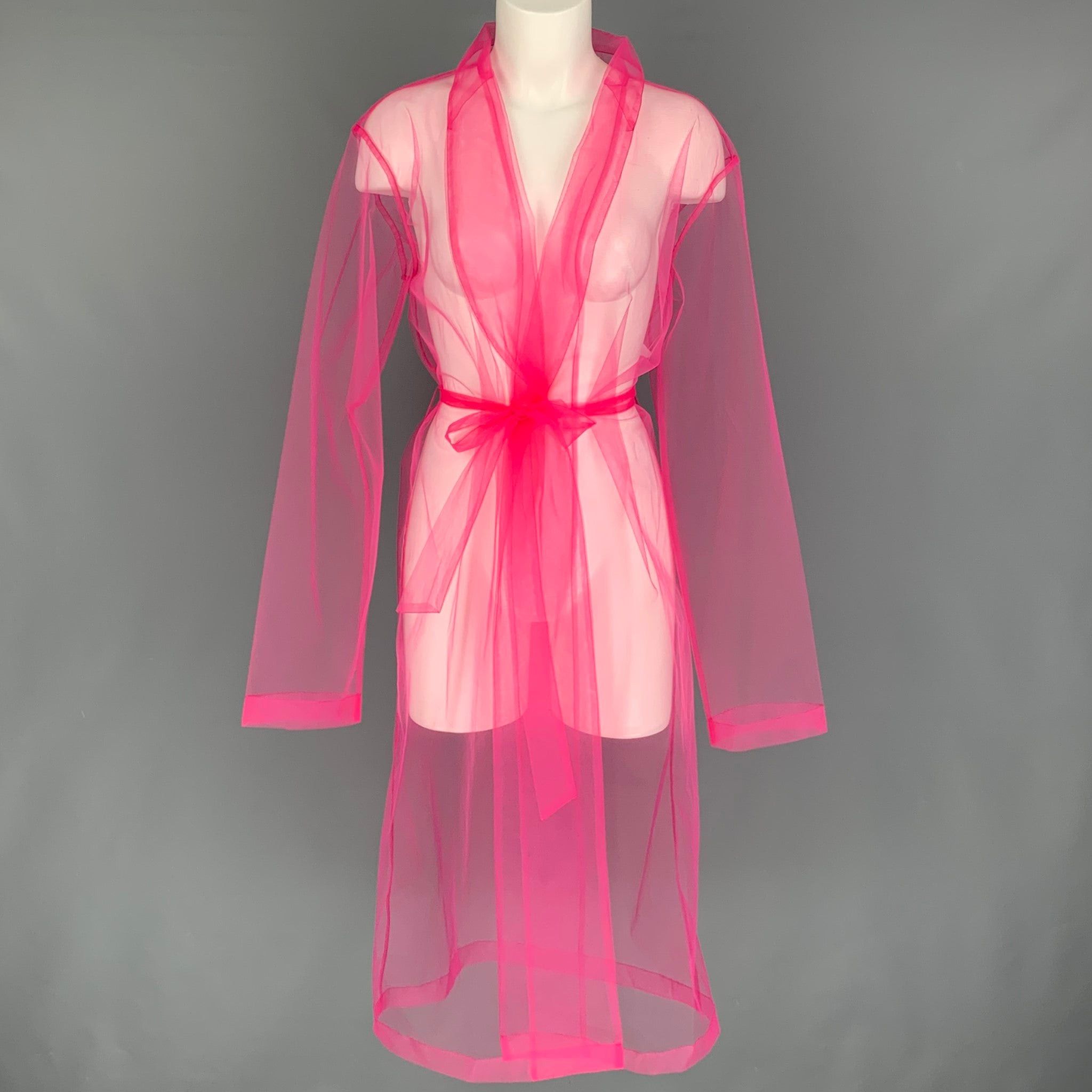 Dries Van Noten Pink Polyester See Through Belted Coat | Grailed