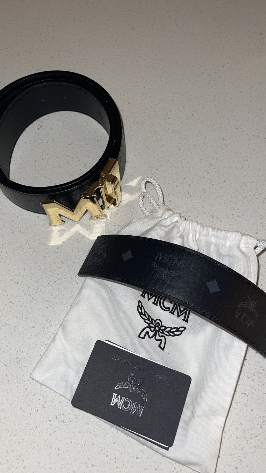 MCM MCM belt black and gold reversible | Grailed