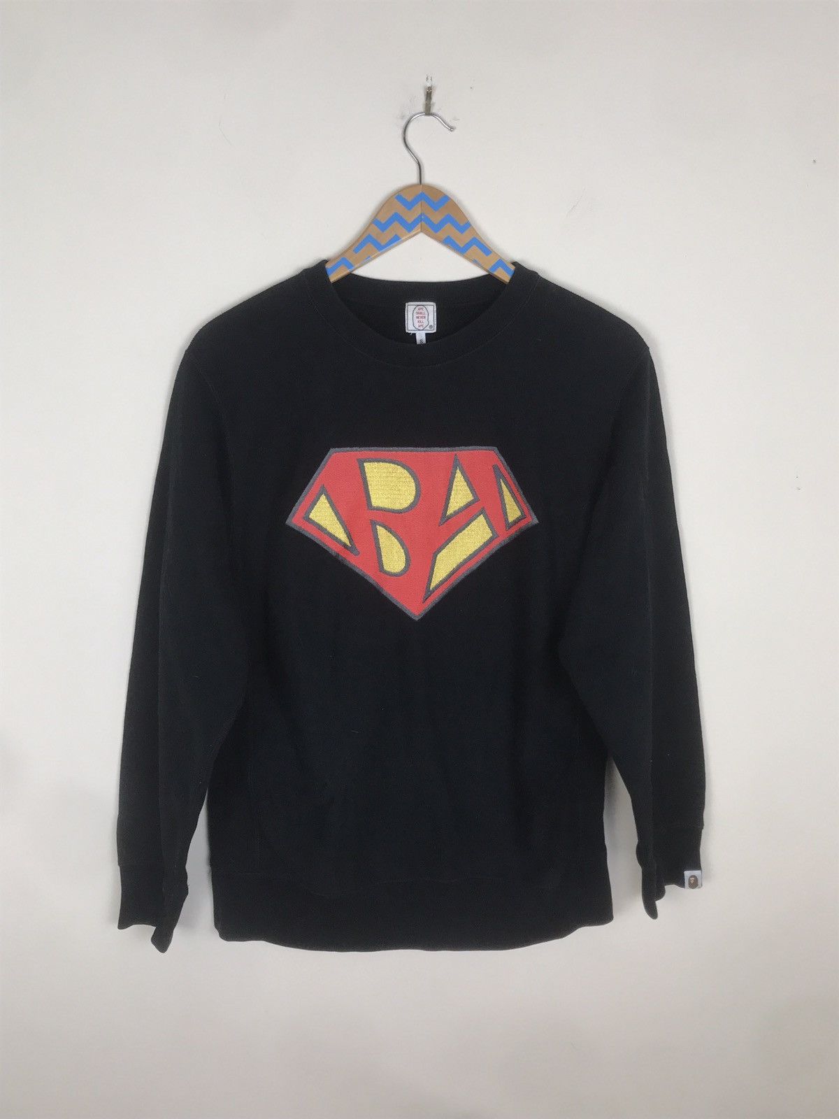 Bape Superman A Bathing Ape Black Crewneck Sweater | Grailed