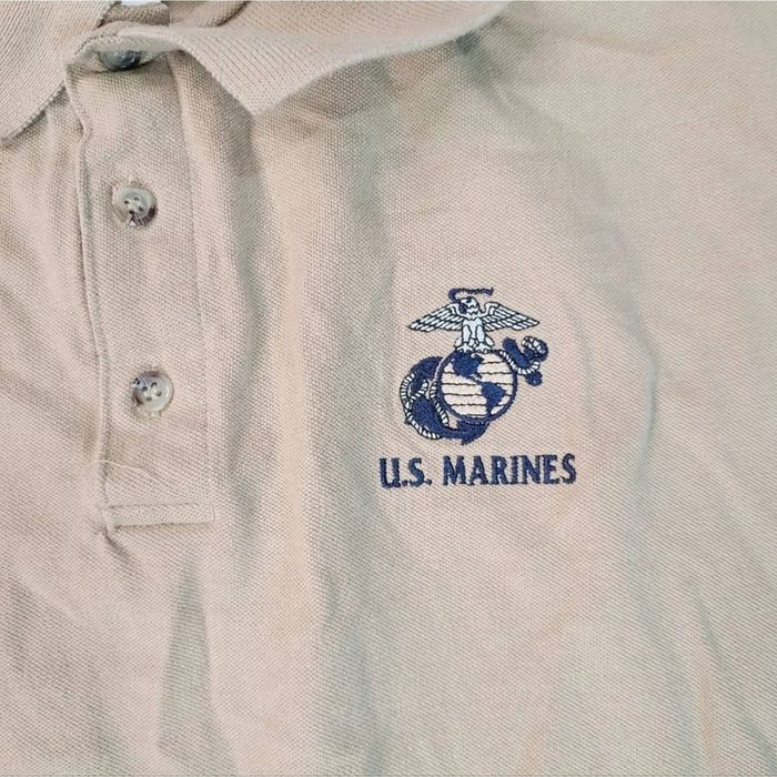 Anvil Anvil tan us marines polo with embroidered eagle logo large | Grailed