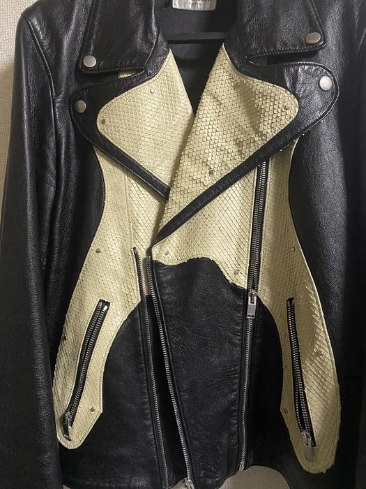 Saint Laurent Paris aw16 saint laurent paris python leather biker ...