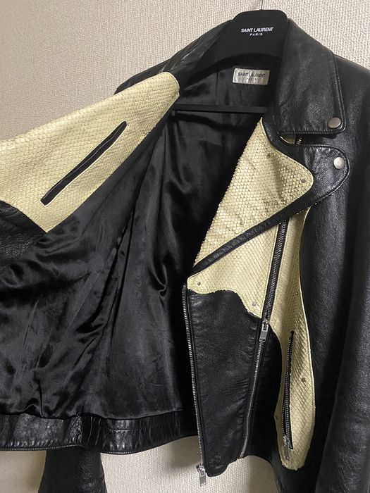 Saint Laurent Paris aw16 saint laurent paris python leather biker ...