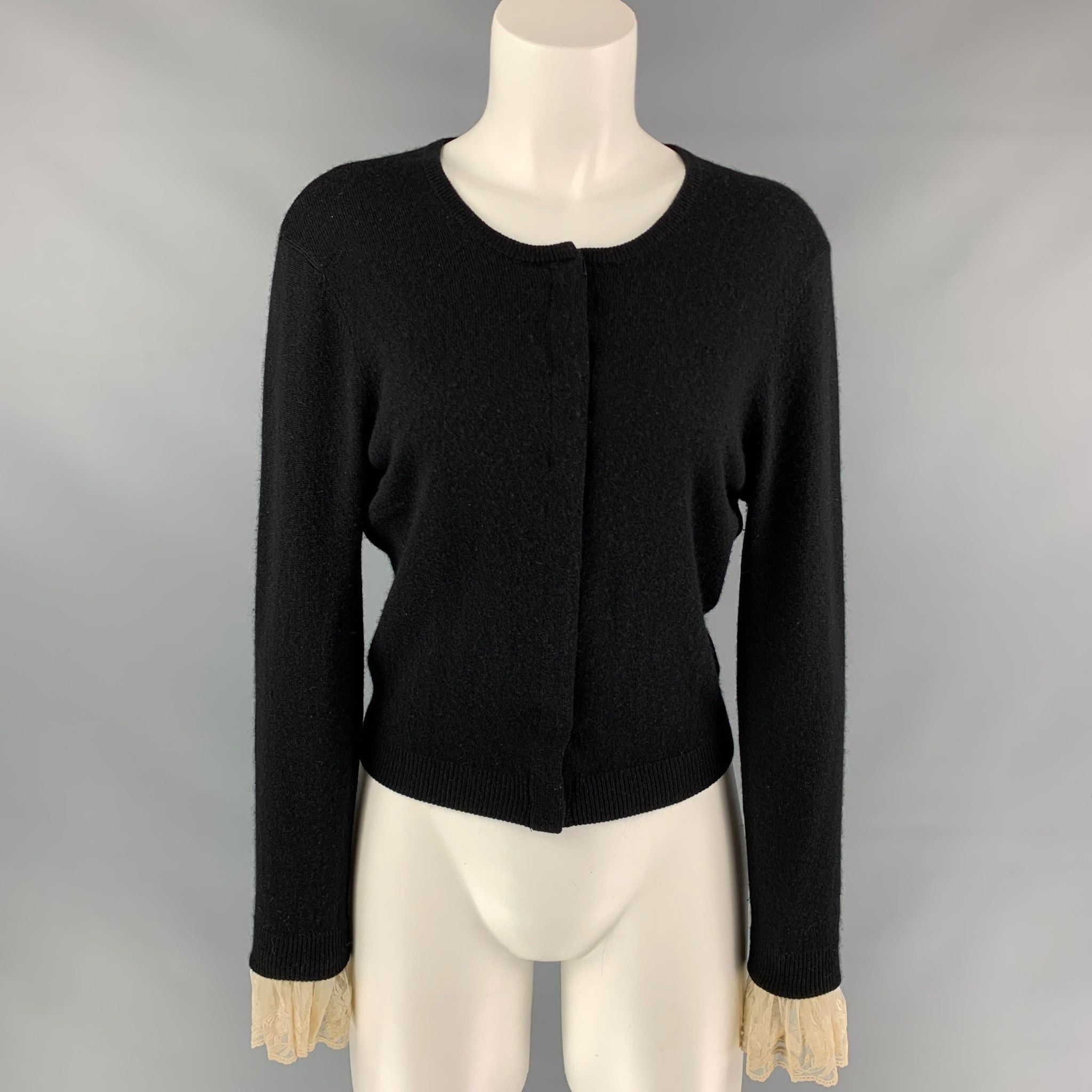 Other BEHNAZ SARAFPOUR Black & Cream Silk Cashmere Cardigan | Grailed