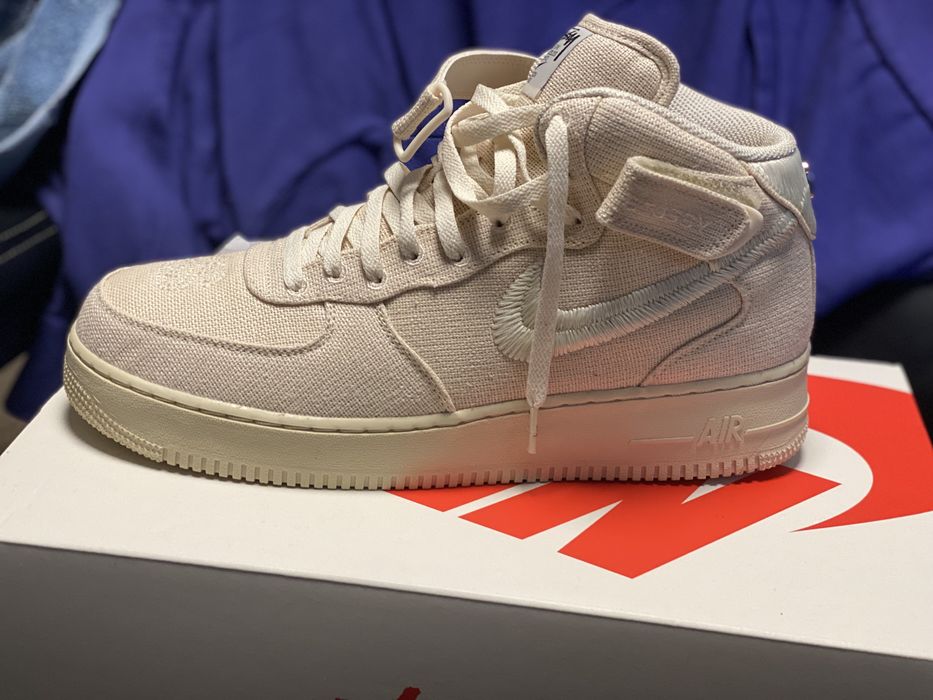Nike Stussy Air Force 1 Mid Fossil | Grailed