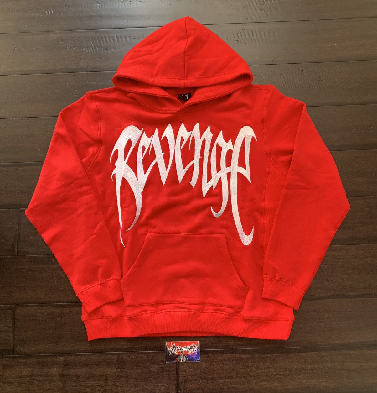 Revenge Revenge Embroidered Logo Hoodie Red | Grailed