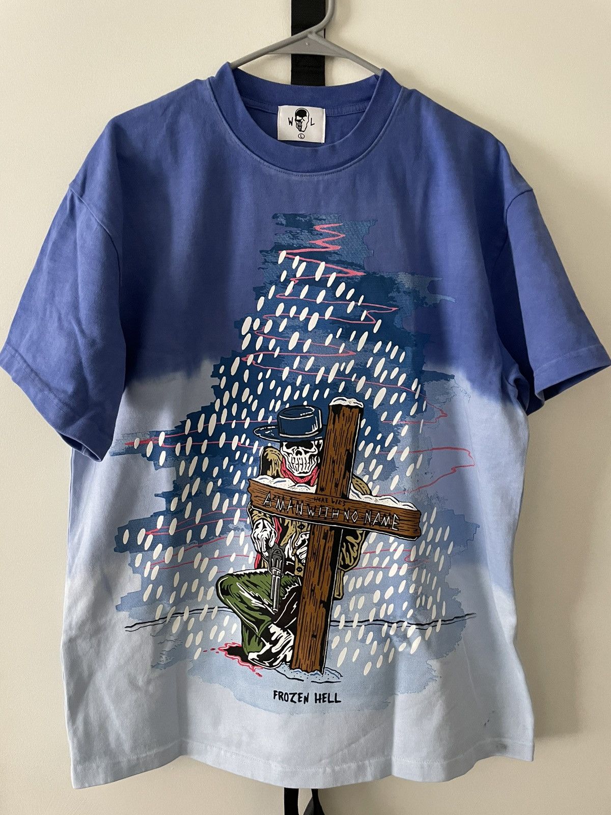 Warren Lotas NEW L WL Lotas frozen hell gun cowboy blue tie dye t shirt ...
