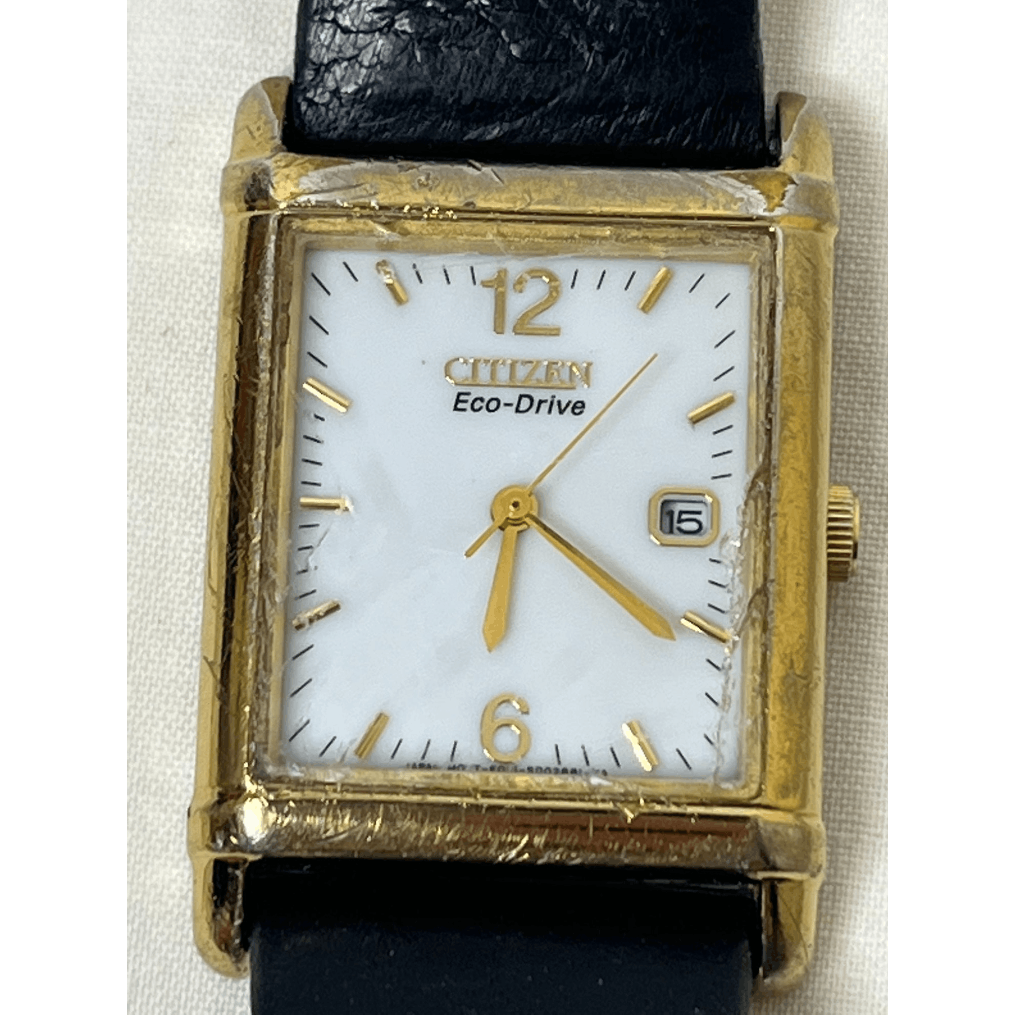 Citizen Citizen Eco-Drive E010-S001579 HSB Goldtone Rectangle Watch ...