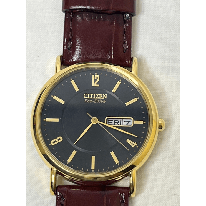 Citizen Citizen Eco-Drive E101-S015588 Mens Black Dial Day-Date Gold ...