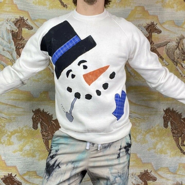 Vintage Vintage 90s Frosty the Snowman hand painted sweatshirt | Grailed
