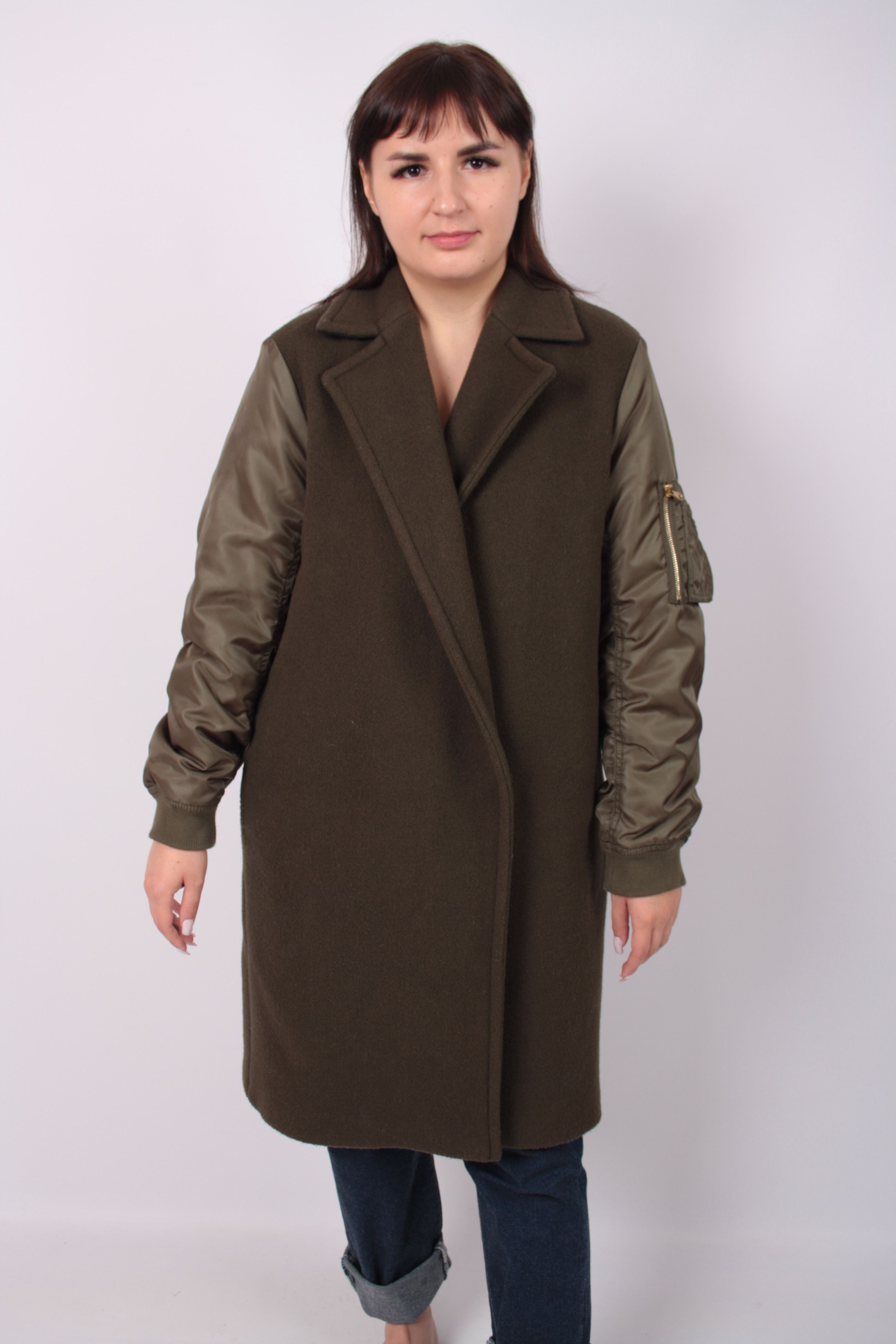 Sandro Sandro Paris Coat Bomber Sleeves Green Wool Blend One Button ...