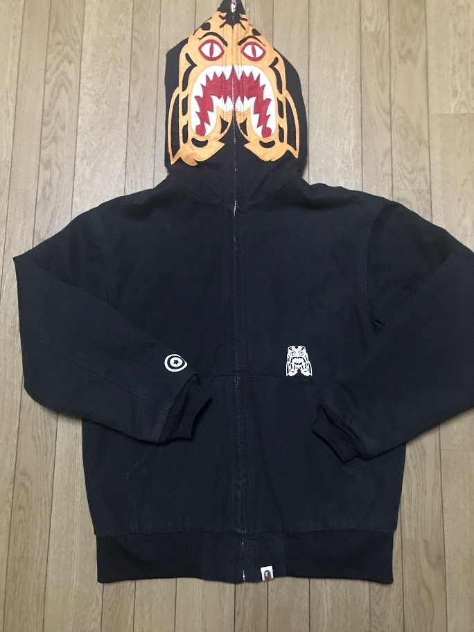 Bape BAPE TIGER WORK HOODIE JACKET BLACK OG Bomber Embroidery | Grailed