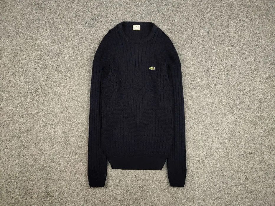 Lacoste × Vintage Vintage 90s Lacoste Blue textured Pattern Logo Knit ...