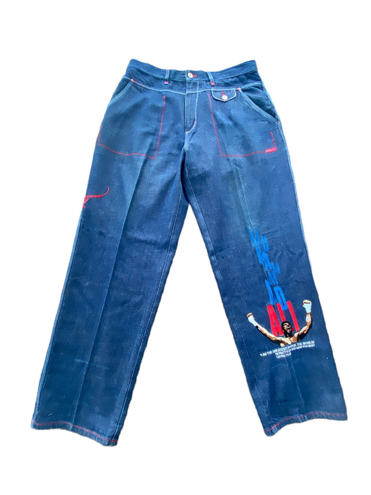 Fubu Vintage Muhammad Ali Platinum Fubu Embroidered Denim Jeans | Grailed