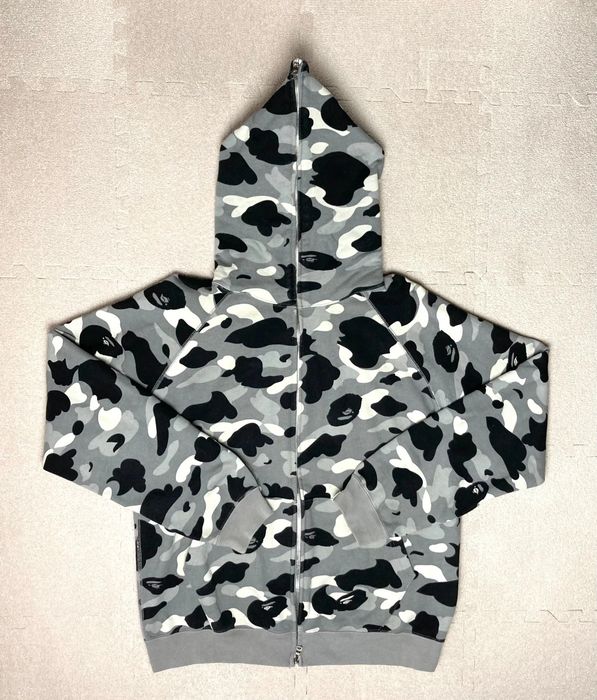 Bape BAPE Gray Separate Camo Black Full Zip Hoodie Size M | Grailed