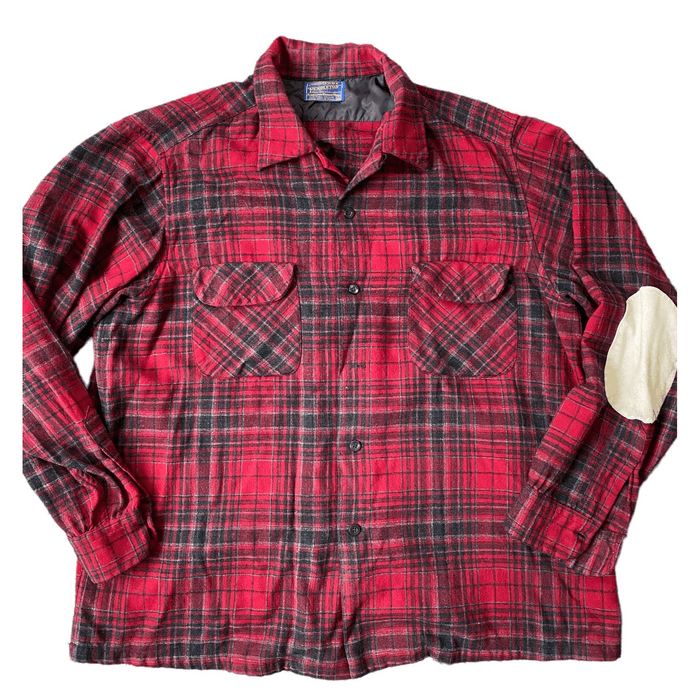 Pendleton Pendleton Vintage Mens Shirt Jacket XL Red Black Plaid Butto ...