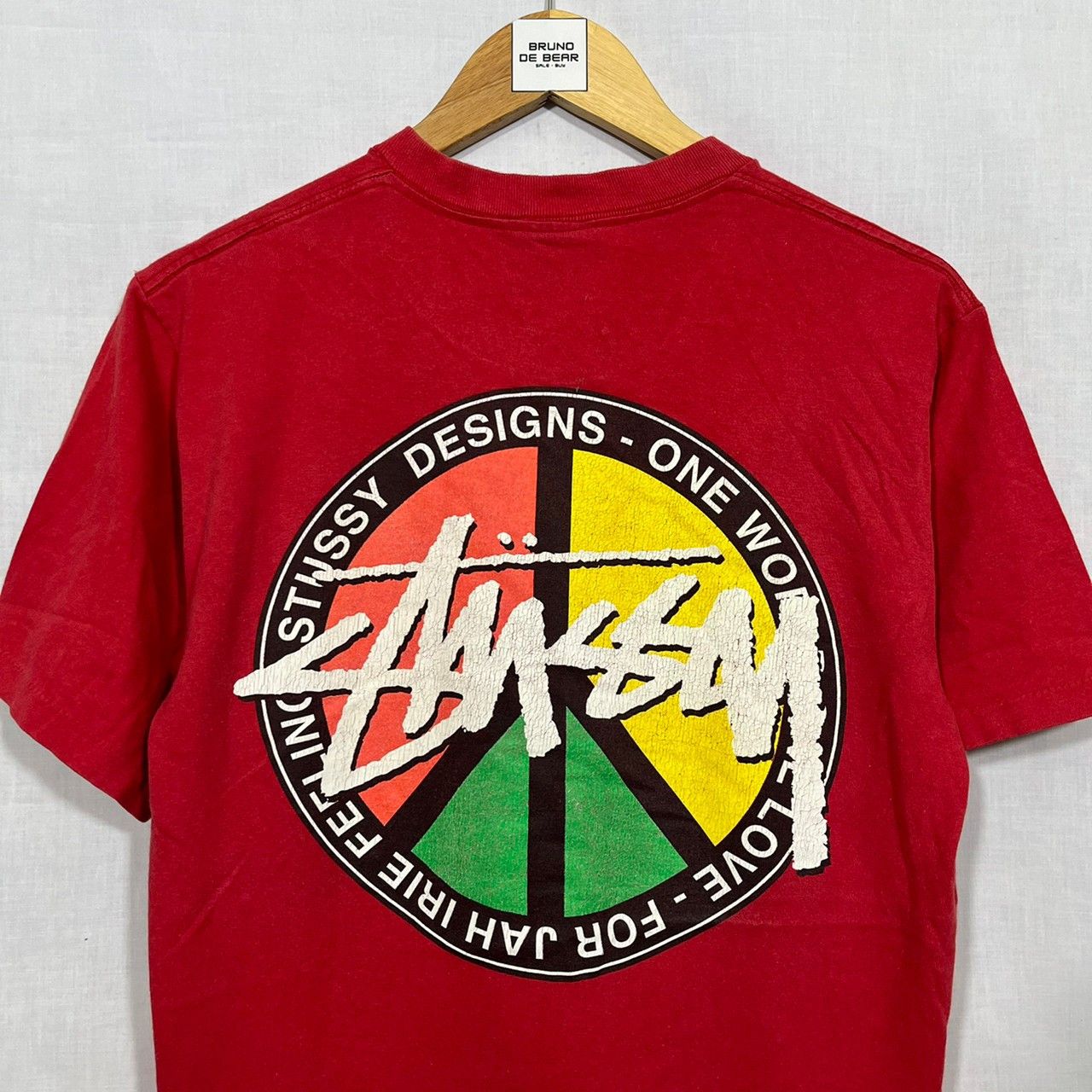 Streetwear × Stussy × Vintage Vintage 90's STUSSY Rasta PEACE shirt ...