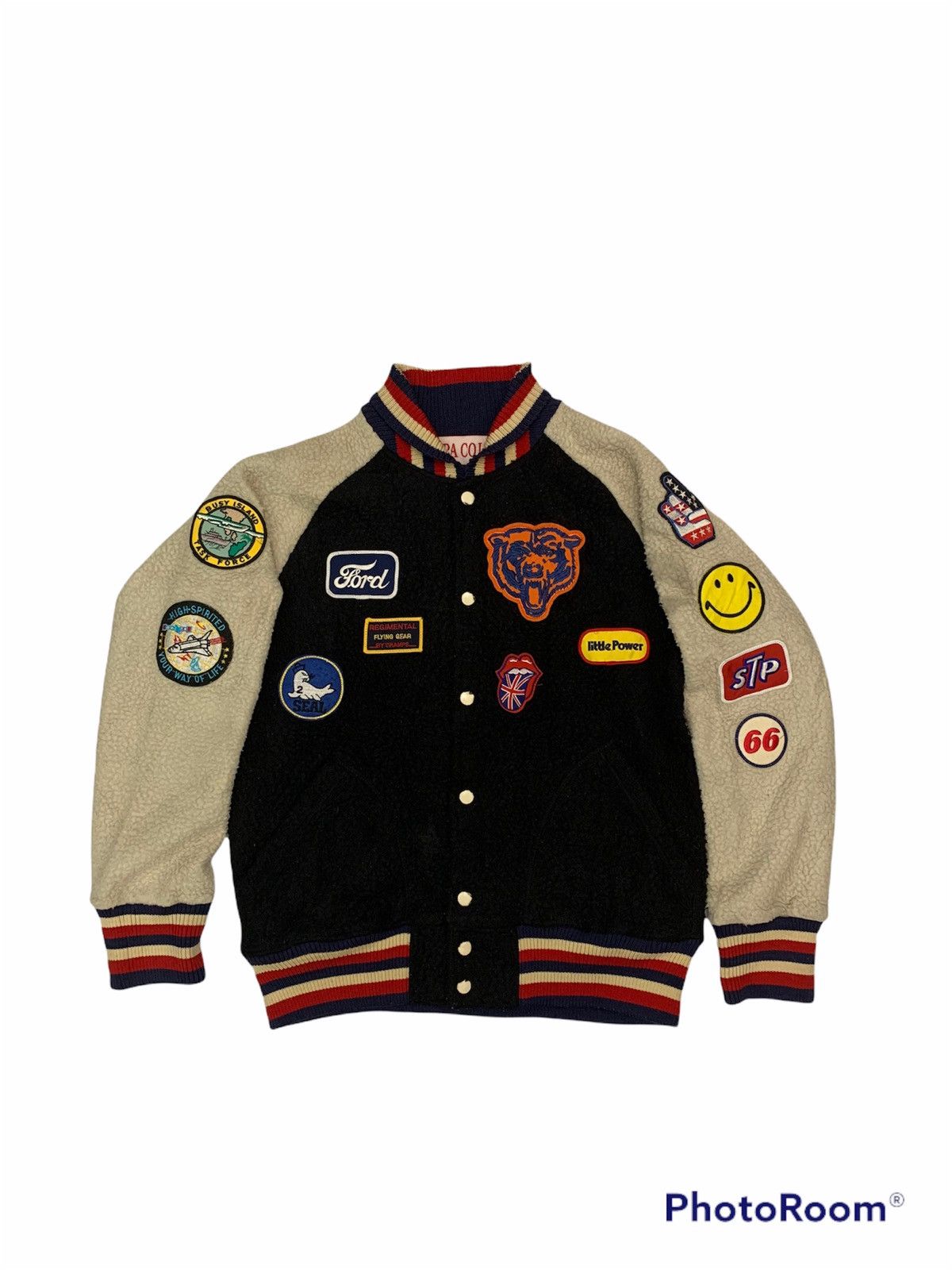 Japanese Brand Tora co ltd sweater varsity fleece patched jacket | Grailed