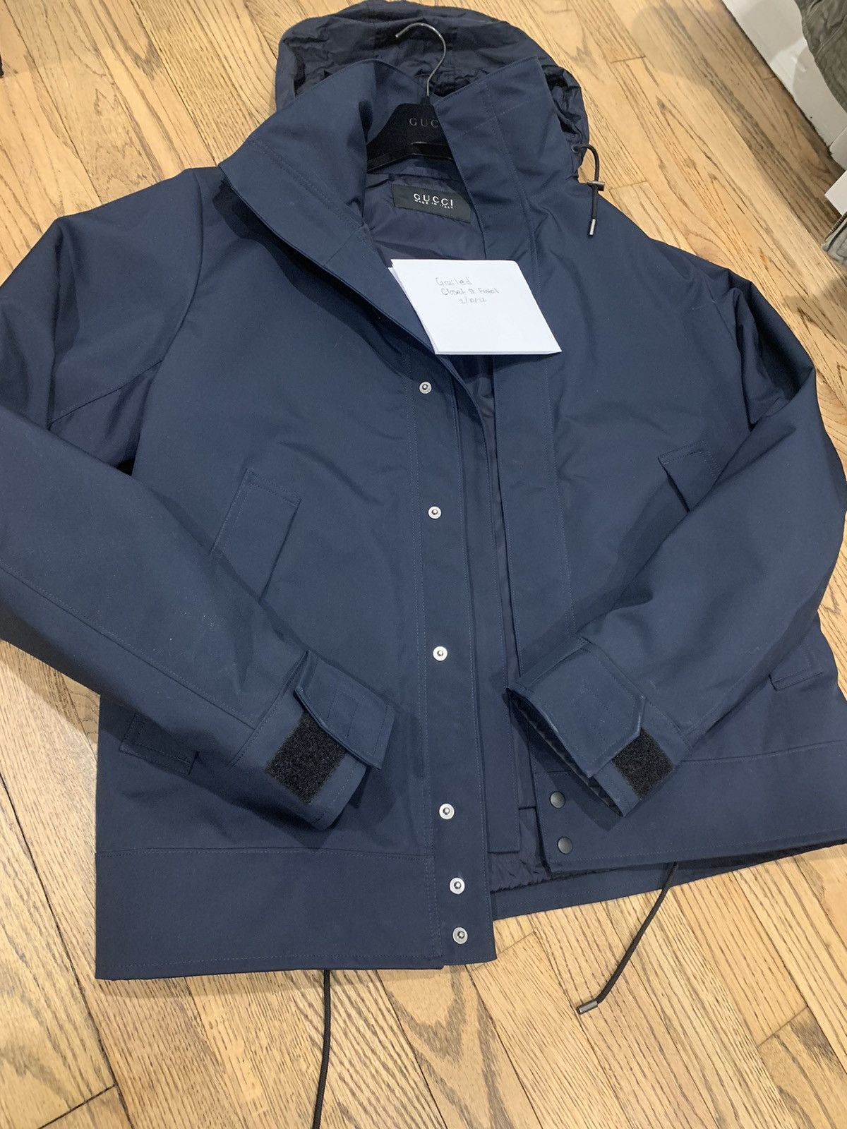 Gucci Men’s Gucci Navy Blue Poly Poplin Rain Jacket | Grailed