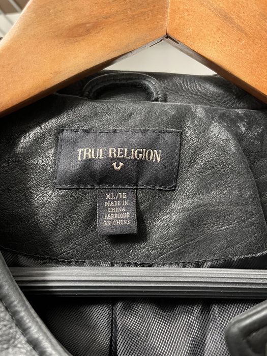 True Religion Black true religion leather jacket | Grailed