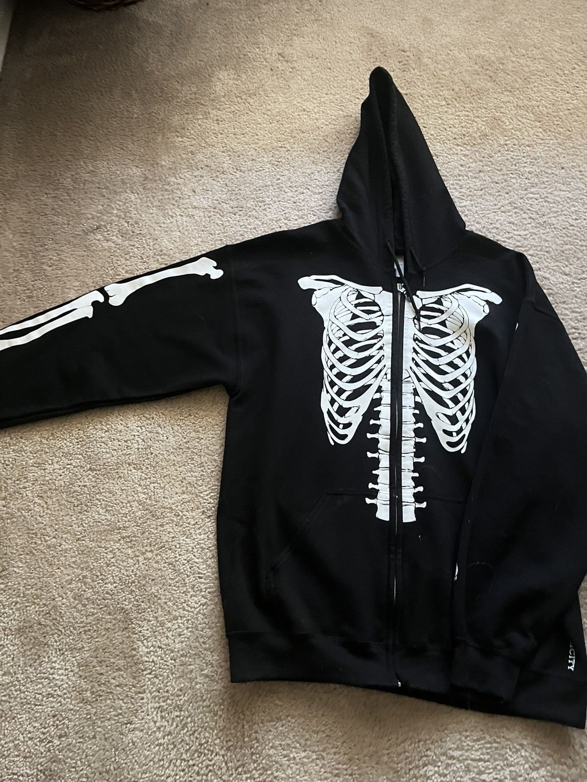 Streetwear skeleton zip up hoodie | Large | | Grailed