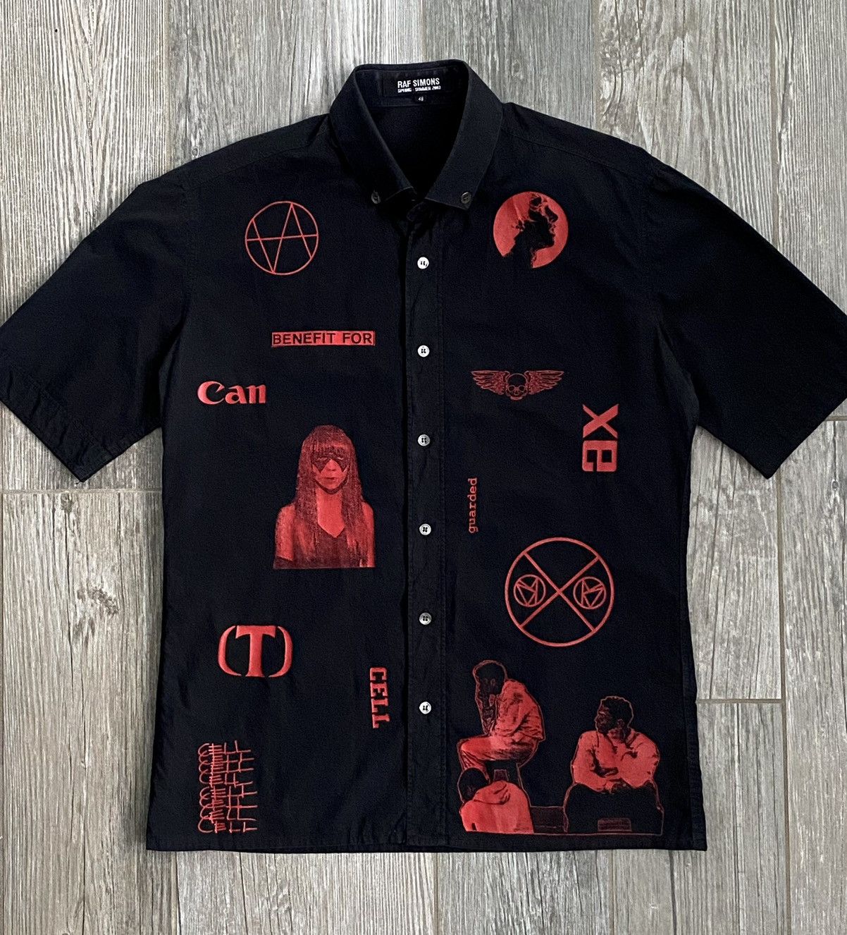 Raf Simons SS2003 Raf Simons Consumed Black & Red Print Button Up Shirt ...
