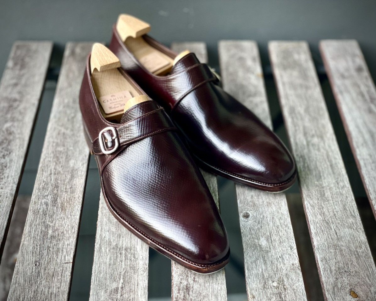 Carmina Carmina hatchgrain shell cordovan monk straps, rain last UK9 ...