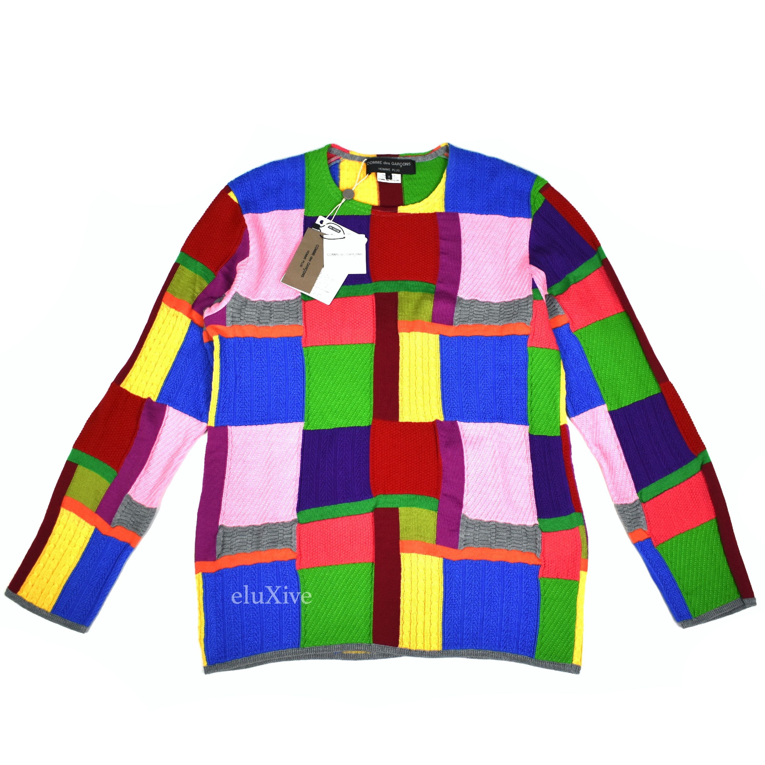 Comme des Garcons CDG Homme Plus Color Block Patchwork Knit Sweater DS ...