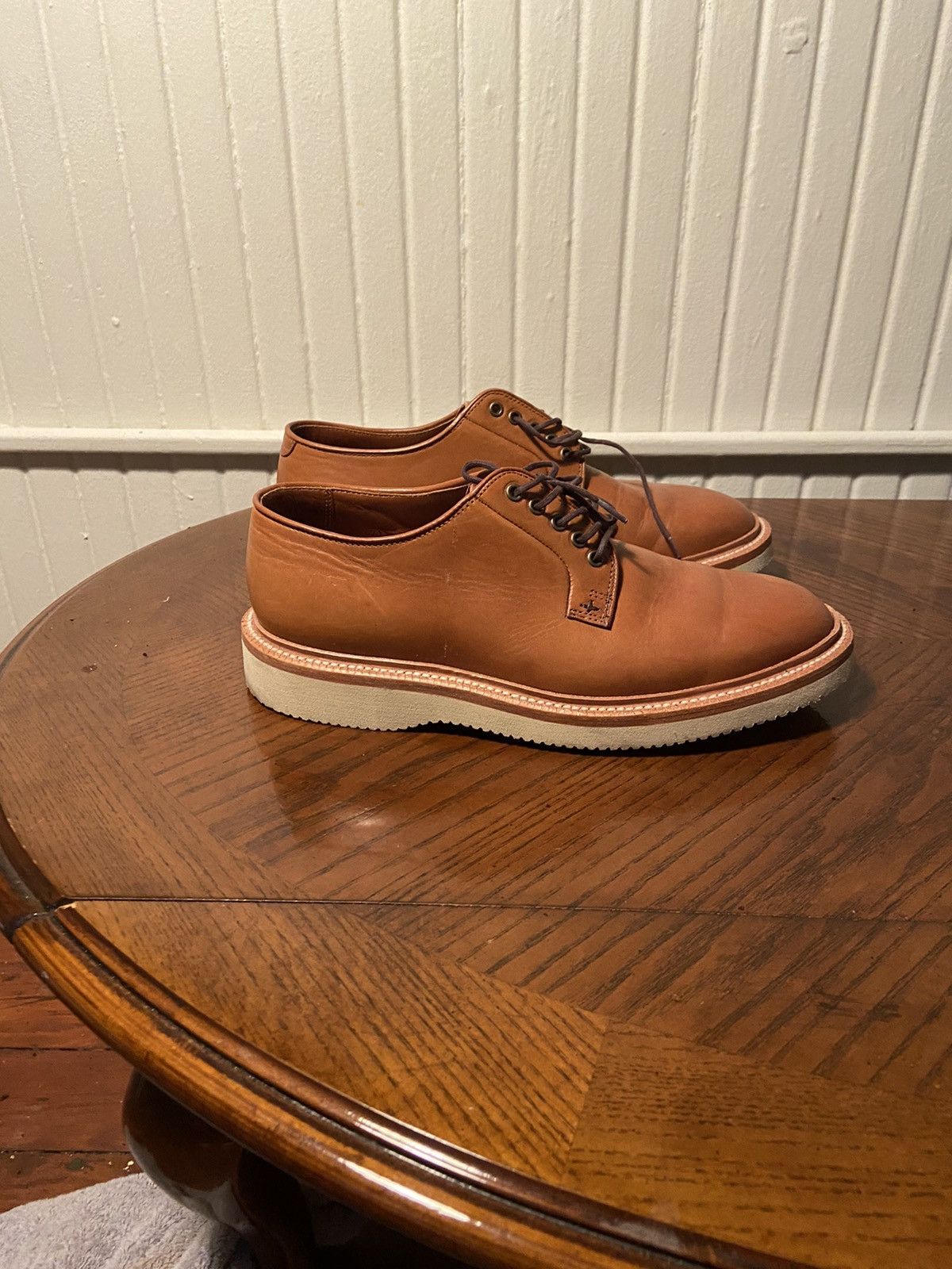 Grant Stone Plain toe saddle tan veg/ cavity wedge sole | Grailed
